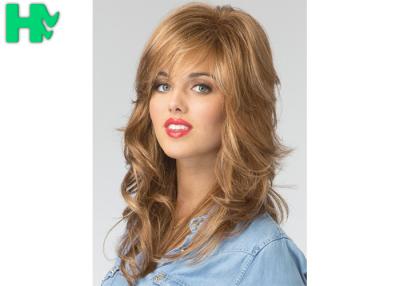 China European Synthetic Full Head Glueless Wig 20 Inch Heat Resistant Brown Hair for sale