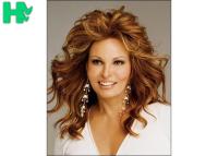 China Natural Long Wave Hand Tied Blond Synthetic Wig Heat Resistant 180C Glueless for sale
