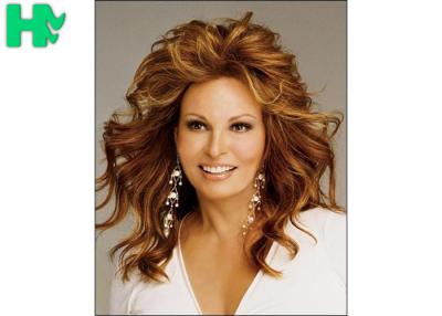 China Natural Long Wave Hand Tied Blond Synthetic Wig Heat Resistant 180C Glueless for sale