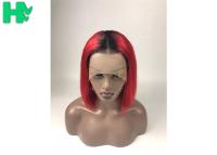 China Red Colored 100% Brazilian Virgin Human Hair Lace Front Bob Wig 180% Density No Foul Odor for sale