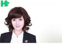 China Synthetic Short Cut Coarse Lady Deep Brown Hair Wig 10 Inch Adjustable Cap for sale