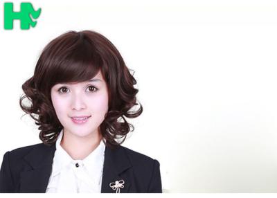 China Synthetic Short Cut Coarse Lady Deep Brown Hair Wig 10 Inch Adjustable Cap for sale