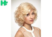 China 14 Inch Short Synthetic Wig for Women Heat Resistant Blonde Half Hand Made for sale
