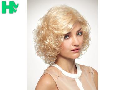 China 14 Inch Short Synthetic Wig for Women Heat Resistant Blonde Half Hand Made for sale