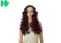 China Synthetic Curly Wave Wig 22 Inch Long Hair for Ladies Black Red T Color for sale