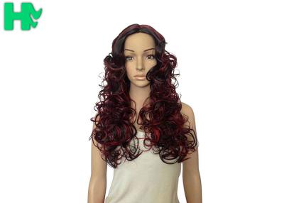 China Synthetic Curly Wave Wig 22 Inch Long Hair for Ladies Black Red T Color for sale