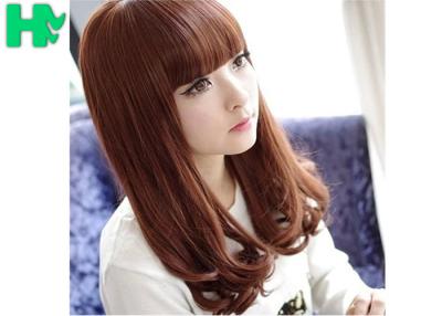 China 14 Inch Brown Wave C Parting Heat Resistant Synthetic Hair Wig 100% Density for sale