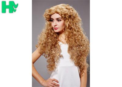 China Heat Resistant Synthetic Long Curly Wig Dark Blonde 28 Inch No Lace for Women for sale
