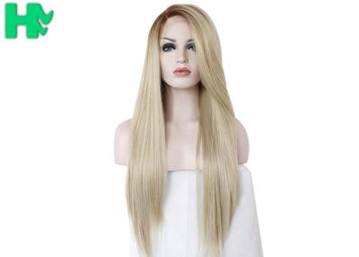 China Half Hand Tied Cosplay Sexy Light Yellow Synthetic Wig 26 Inch for Adult Makeup for sale