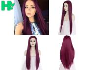 China Synthetic Long Straight Wig Pure Red Color Cosplay Hairnet for Women Party for sale