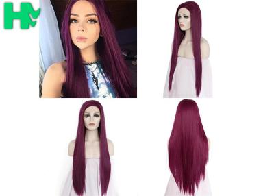 China Synthetic Long Straight Wig Pure Red Color Cosplay Hairnet for Women Party for sale