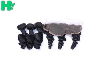 China 100% Brazilian Virgin Hair Loose Wave Bundles 8-30 Inch with 13x4 Lace Closure Natural Black for sale