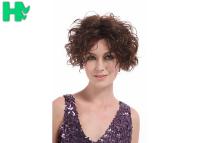 China Kanekalon Hand Tied Short Curly Bob Wig 1B Black 6 Inch Synthetic Hair for sale