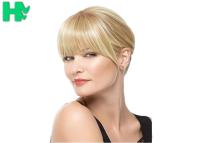 China Lady Short Synthetic Hair Wig Blonde with Bun Chignon Heat Friendly Fiber 150g for sale