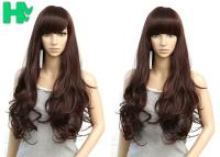 China Brown Curly Synthetic Wig Long Heat Resistant Hair 250% Density for Women for sale