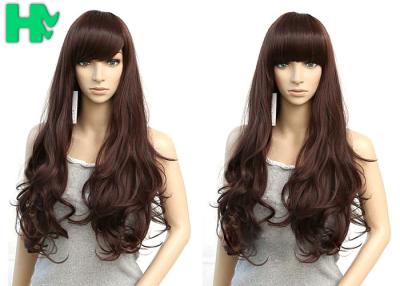 China Brown Curly Synthetic Wig Long Heat Resistant Hair 250% Density for Women for sale