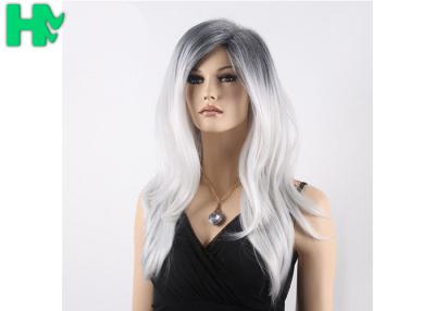 China Ombre Grey Curly Synthetic Wig High Temperature Fiber 16 Inch Side Part for Women for sale