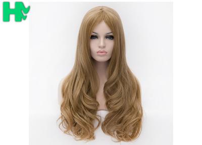 China Brown No Bangs Synthetic Water Wave Long Hair Wig for African Women 26 Inch for sale