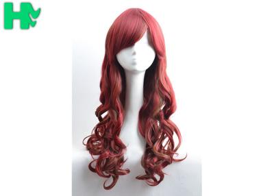 China White Women 26 Inch Long Wavy Synthetic Hair Wig Body Wave Side Part With Bangs 250G for sale