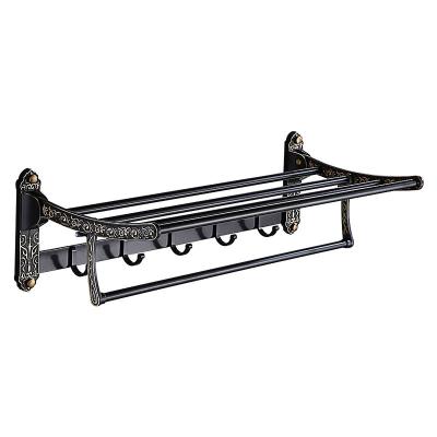 China European Antique Black Bathroom Rack Set with 1 Layer and Oxidation Surface Finishing for sale