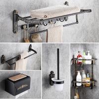 China European Antique Black Bathroom Rack Set with 1 Layer and Oxidation Surface Finishing for sale
