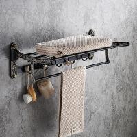 China European Antique Black Bathroom Rack Set with 1 Layer and Oxidation Surface Finishing for sale