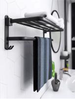China Modern Design Black Towel Rack Bathroom Set Accessories Flexible Installation Advantage for sale