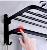 China Modern Design Black Towel Rack Bathroom Set Accessories Flexible Installation Advantage for sale