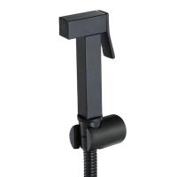 China Toilet Flushing Spray Gun Set Stainless Steel Square Black Anti-Winding Hose Bidet Nozzle for sale