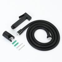 China Toilet Flushing Spray Gun Set Stainless Steel Square Black Anti-Winding Hose Bidet Nozzle for sale