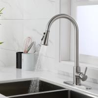 China Hotel SUS 304 Brushed Black Pull Out Hot And Cold Water Bathroom Kitchen Sink Mixer Faucets for sale