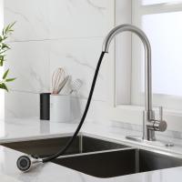 China Hotel SUS 304 Brushed Black Pull Out Hot And Cold Water Bathroom Kitchen Sink Mixer Faucets for sale