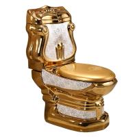 China Flushing Button Type Upper-pressing Two-end Gold Color One Pieces Toilet for Bathroom for sale