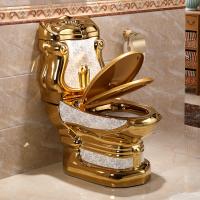 China Flushing Button Type Upper-pressing Two-end Gold Color One Pieces Toilet for Bathroom for sale