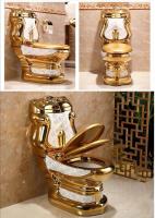 China Flushing Button Type Upper-pressing Two-end Gold Color One Pieces Toilet for Bathroom for sale