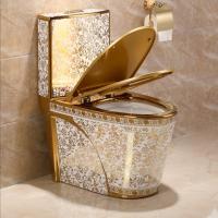 China Flushing Button Type Upper-pressing Two-end Gold Color One Pieces Toilet for Bathroom for sale