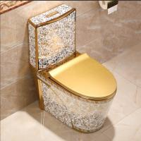 China Flushing Button Type Upper-pressing Two-end Gold Color One Pieces Toilet for Bathroom for sale