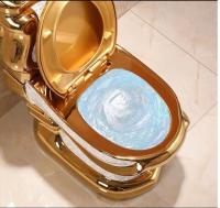 China Flushing Button Type Upper-pressing Two-end Gold Color One Pieces Toilet for Bathroom for sale