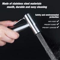China 304 Stainless Steel Brushed Pressurize Spray Gun for Bathroom ABS Plastic Construction for sale