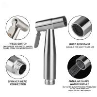 China 304 Stainless Steel Brushed Pressurize Spray Gun for Bathroom ABS Plastic Construction for sale