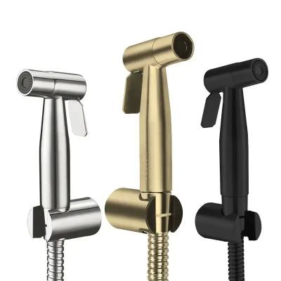 China 304 Stainless Steel Brushed Pressurize Spray Gun Suit for Bathroom Horizontal Spray Type for sale