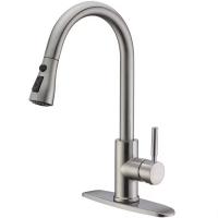 China Modern Kitchen Faucet with Pull Out Sprayer and Water Supply Hose 304 Stainless Steel for sale