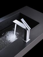 China Single Handle 304 Stainless Steel Brushed Finish Basin Mixer Tap for Hot and Cold Water for sale