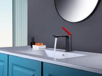 China Contemporary Brass Waterfall Bathroom Basin Faucet Cold Hot Mixer Crane Sink Tap Square for sale