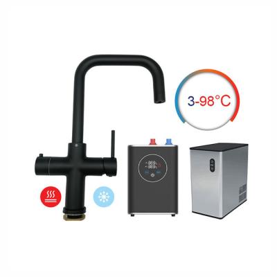 China 4 in 1 Matte Black Kitchen Faucet Hot Cold Boiling Chilled Mixer Water Tap End Design for sale