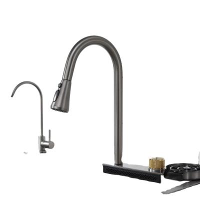 China Stainless Steel Kitchen Faucet with Pull Down Waterfall Design and Hot/Cold Mixer for sale