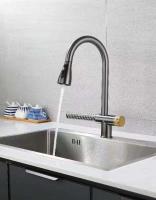 China Modern Pull Down Stainless Steel Brushed Kitchen Sink Faucets with Ceramic Valve Core for sale