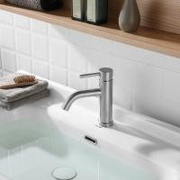 China Simple Design SUS 304 Single Handle Stainless Steel Basin Faucet with Brass Valve Core for sale