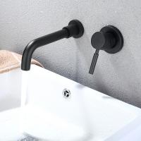 China Basin Faucet Waterfall Single Hole Cold Hot Water Tap Black Brass Wall Mixer Tap for sale