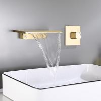 China 35MM Valve Seat Diameter Hot and Cold Waterfall Spout Bathroom Sink Tap for Wall Basin for sale